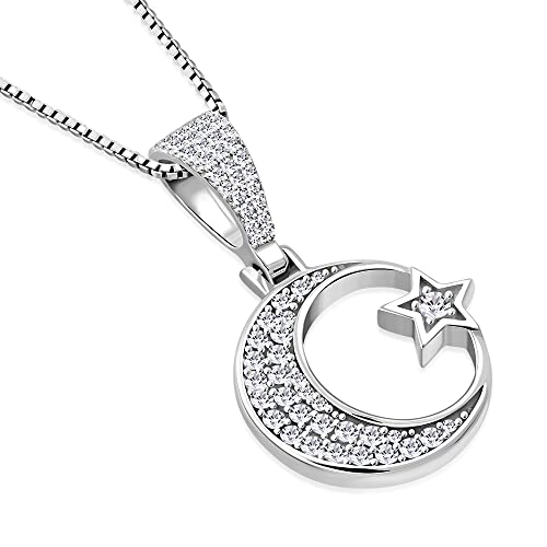 Crescent moon and star necklace islam store